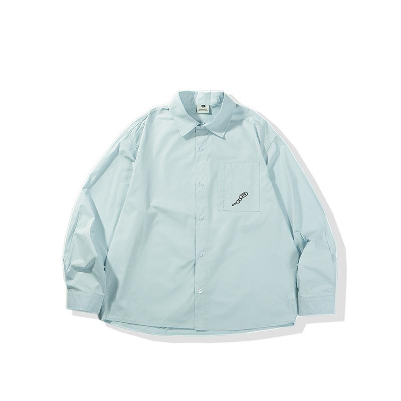 シャツ 男性用 立体 ポケット 刺繡 レトロ 翻 Collar シャツ トップス ペア 綿・素材: 綿・スタイル: 日式復古・タイプ: カーディガン・フィット: ゆったり・ネックライン: 襟付き・袖丈: 長袖・柄: 無地・厚さ: 普通・ディ...