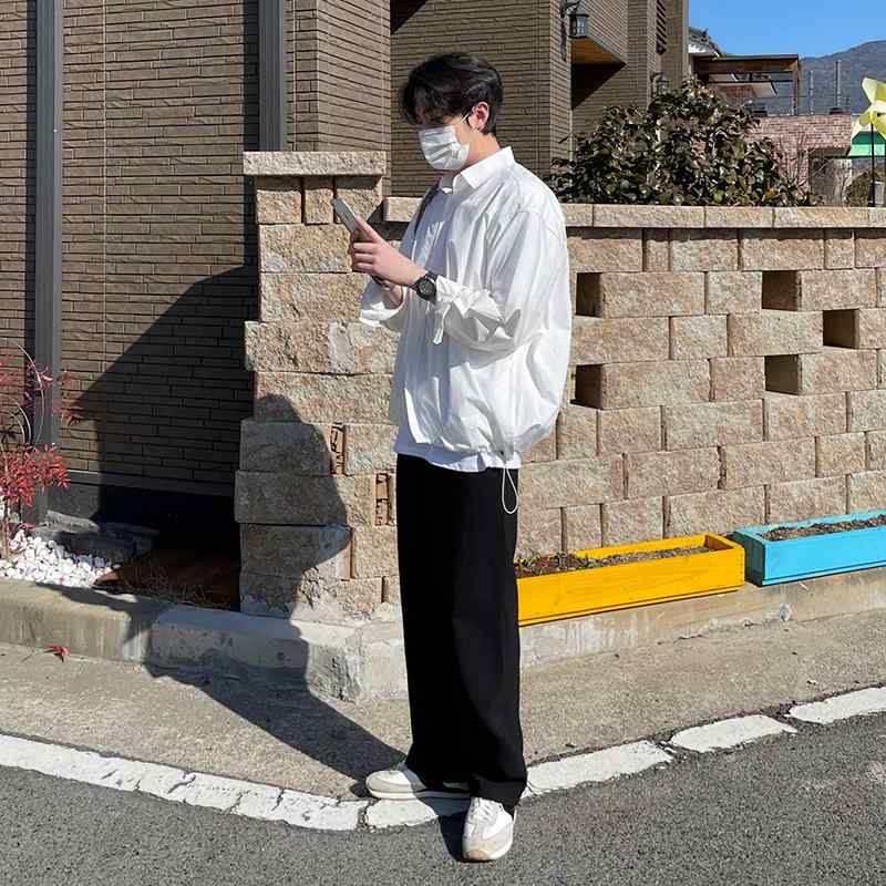 シャツ 男性用 長袖 トップス 韓国風 ゆったり 小さいサイズ デザイン 無地 衬衣 羽織り・素材: 綿100%・スタイル: 韩版・タイプ: ルーズ・ネックライン: 方领・袖丈: 長袖・柄: 無地・厚さ: 普通・ディテール: ボタン・対象:...