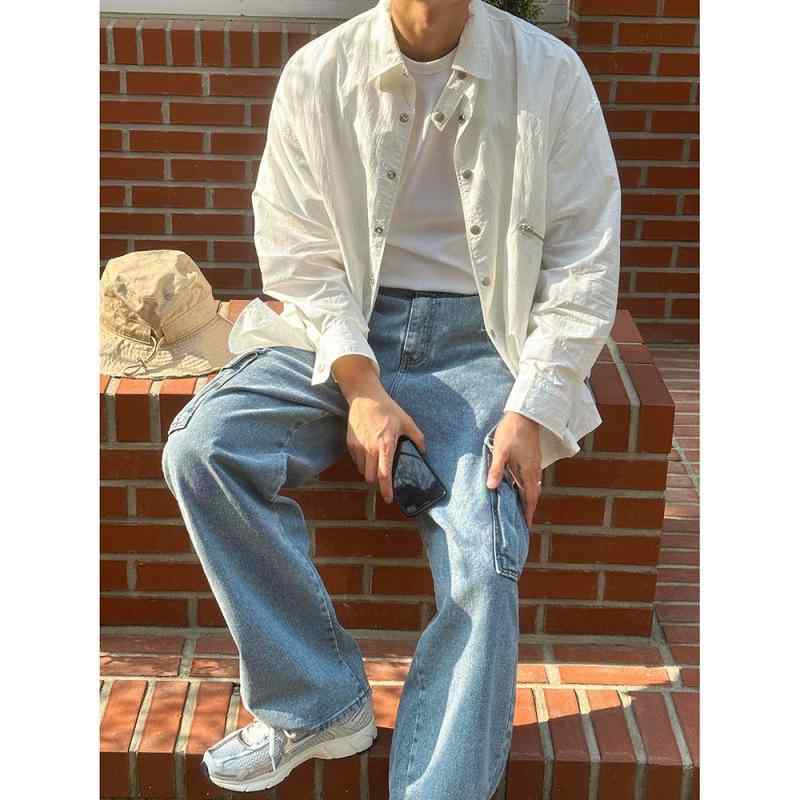 シャツ 男性用 トップス 長袖 韓国風 高級感 カジュアル ゆったり