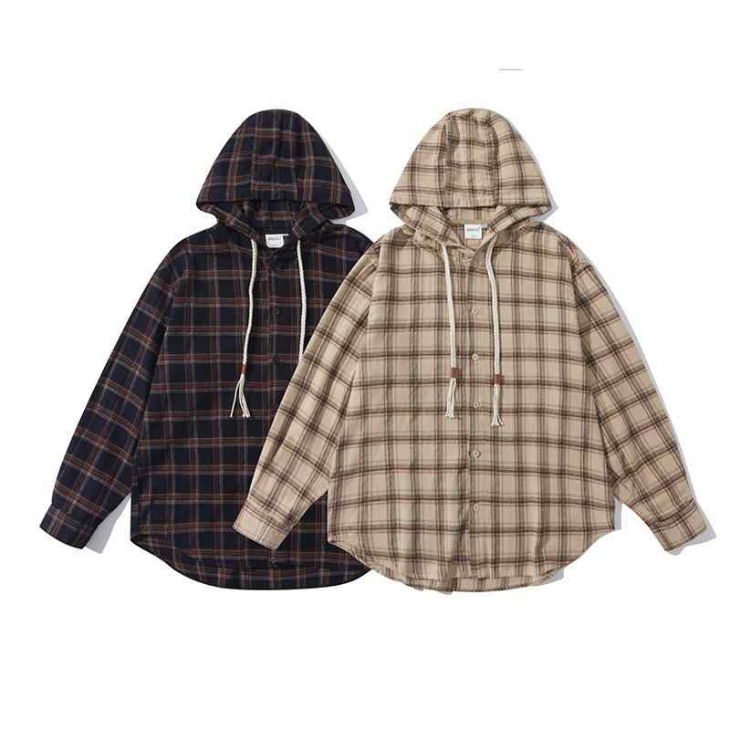 シャツ 男性用 オーバーサイズ チェック柄 秋冬 レトロ ネルシャツ風 カジュアル 普段使い・素材: 綿・スタイル: 国潮・タイプ: カーディガン・フィット: ゆったり・襟のタイプ: 襟付き・袖丈: 長袖・柄: 格子柄・厚さ: 普通・ディテ...