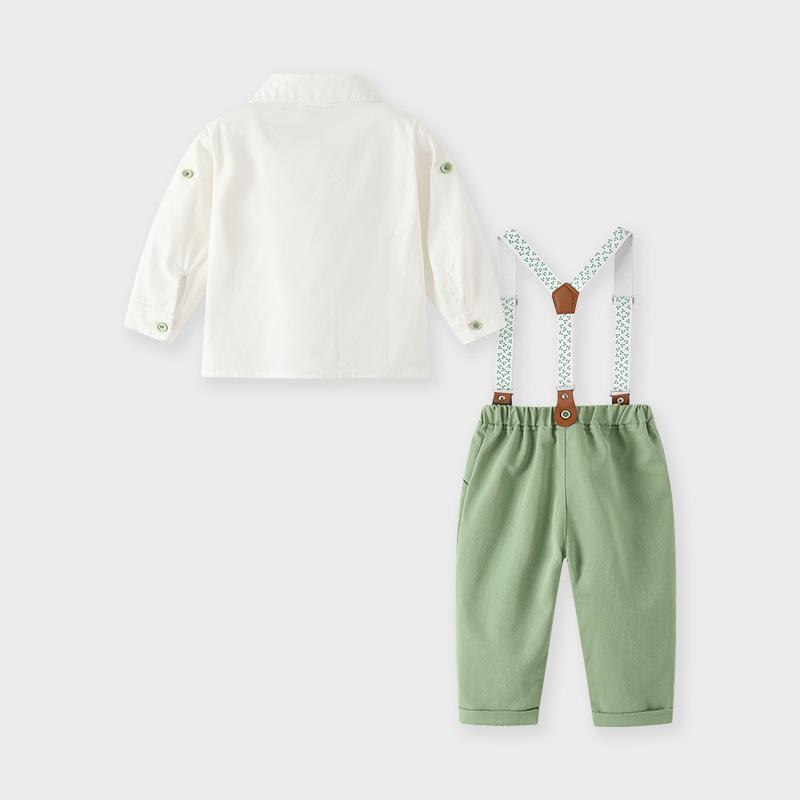 子供服 男の子 シャツ 長袖 紳士 上下セット 韓国風 サロペット セットアップ 子供 幼児 春秋