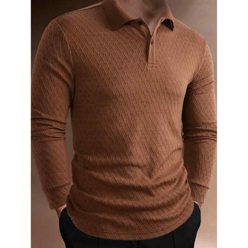 ポロシャツ メンズ 男性用 ヨーロッパ アメリカ 長袖 タイト スリム フィット 襟付き 提花 ジャカード カジュアル・スタイル: 韩版・袖丈: 長袖・版型: 宽松型・柄: 纯色・特殊工艺: 提花・厚さ: 普通・カテゴリ: POLO衫・主な...