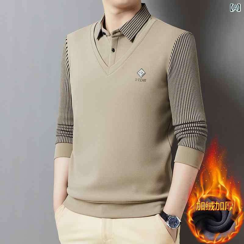 ポロシャツ メンズ 秋冬 裏起毛 長袖 トップス カジュアル ファッション あったか 防寒 普段使い 部屋着