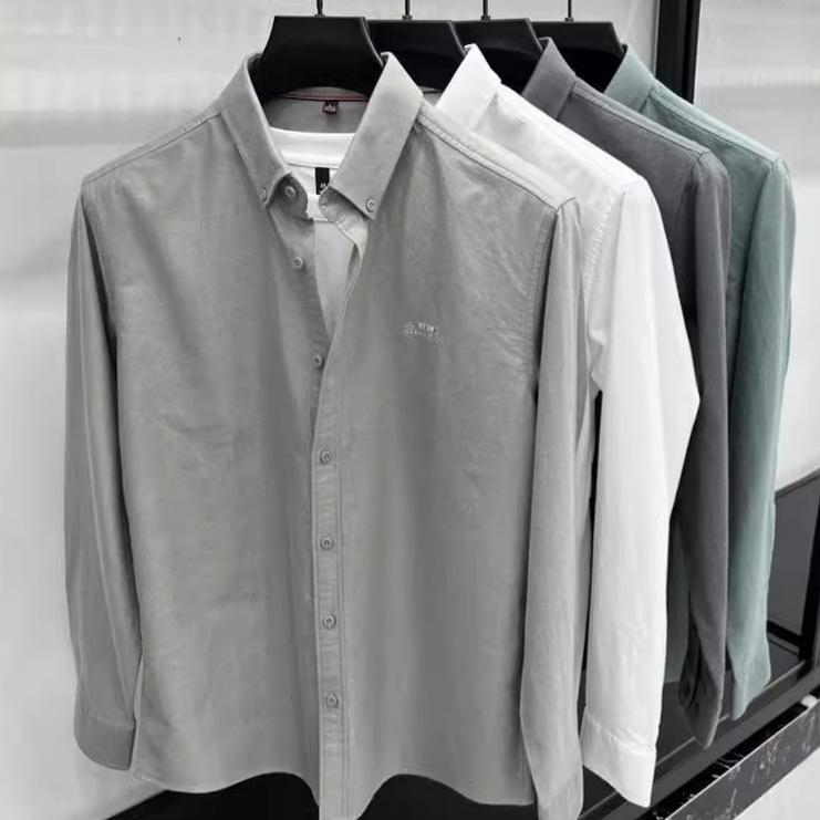 シャツ メンズ 男性用 アウトドア ワークシャツ 長袖 コットン ウォッシュ加工 ユーズド風 ワンポイント 刺繍