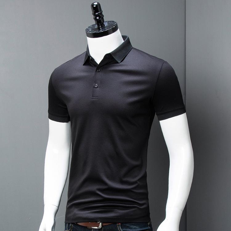 2ポロシャツ メンズ 男性用 80番双糸 シルケット加工 コットン 高品質 半袖 ファッション ビジネスカジュアル カスタム・スタイル: ベーシック・袖丈: 半袖・柄: 無地・厚さ: 普通・主な素材: 綿100%・カラー: ホワイト, ブラ...