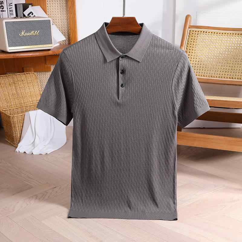 Tシャツ メンズ 男性用 半袖 ポロシャツ 16針 高級感 ニット トップス 伊力特樹杈紋 普段使い アウトドア