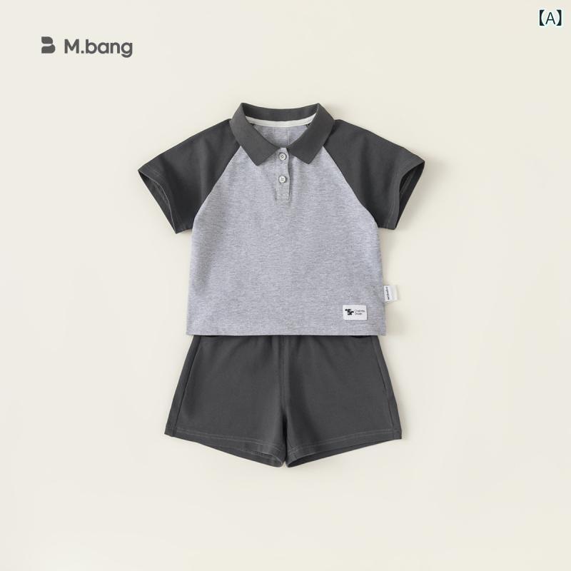 2キッズ 男の子 ポロシャツ 半袖 短パン 上下 セットアップ スポーティー カジュアル 春夏