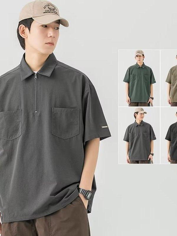 ポロシャツ メンズ トップス 五分袖 スタンダード 纯色 ゆったり おしゃれ カジュアル スタイル・スタイル: ベーシック・袖丈: 半袖・フィット: ゆったり・柄: 無地・素材: 化学繊維混紡・主な素材: ポリエステル90%・対象: カジュ...