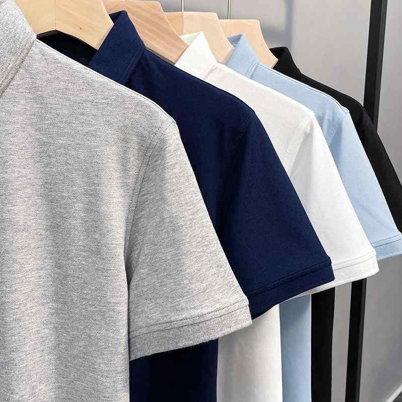 ポロシャツ 男性用 半袖 Tシャツ トップス ロゴ入り 襟付き スポーツ トレーニングウェア 韓国風 スリム