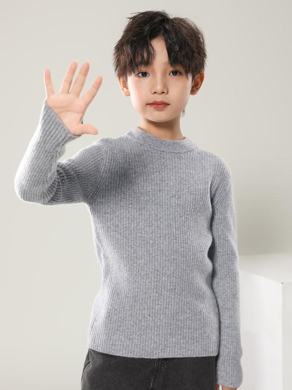 ニット 男女兼用 ウール セーター 子供用 シンプル トップス クルーネック インナー 秋冬