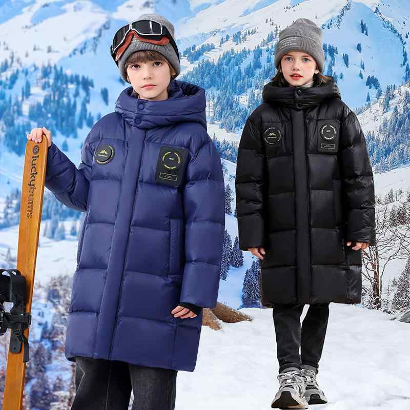 2アウター キッズ 子供用 防風 保温 ダウンコート ロング丈 ダウンジャケット 男の子 女の子 秋冬
