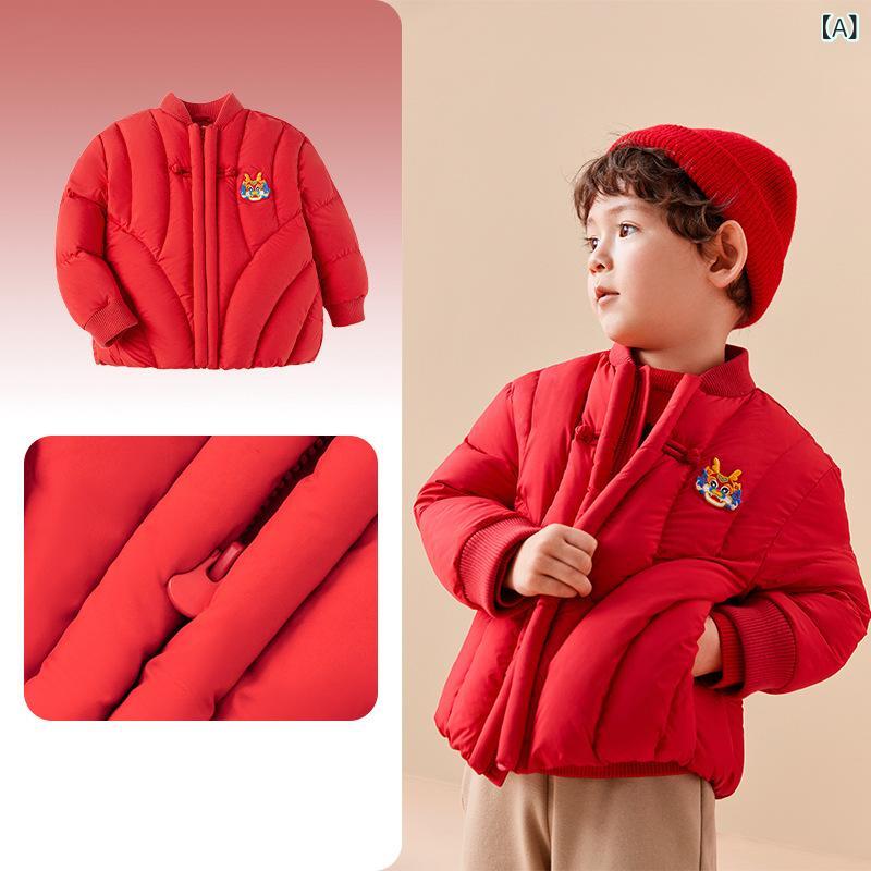 ダウンジャケット キッズ 男の子 ベビー 竜 干支 アウター 新年 赤色 女の子 小さいサイズ お正月 春秋冬 あたたかい