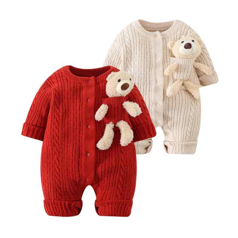 ベビー服 ニット ロンパース 女の子 秋物 新生児 カバーオール かわいい ニットカーディガン アウター