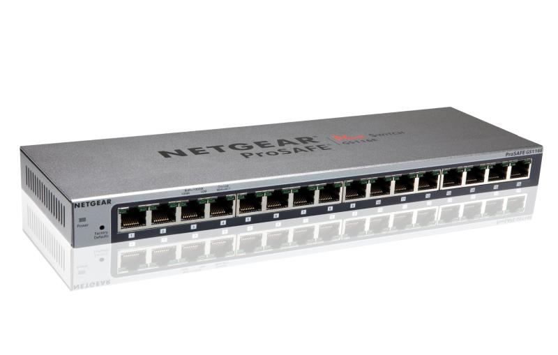 【メーカ生産終了品】NETGEAR 卓上型コンパクト アンマネージプラス スイッチングハブ GS116E ギガビット 16ポート VLAN QoS IGMP 静音ファンレス 省電力ギガビット(10/100/1000Mbps)16ポート ビジ...