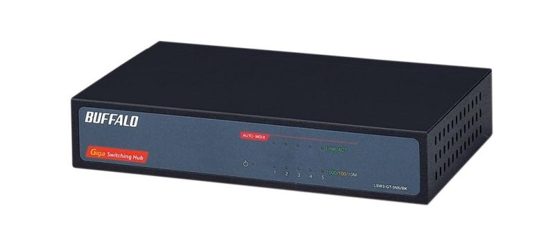 BUFFALO Giga対応 電源内蔵 5ポート スイッチングHub ブラック LSW3-GT-5NS/BKポート数：5