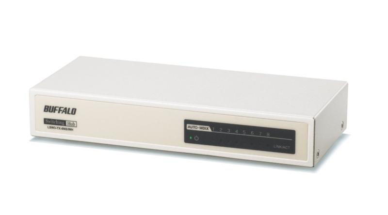 BUFFALO 8ポート スイッチングHUB 金属筐体/電源内蔵モデル LSW3-TX-8NS/WHポート数：8