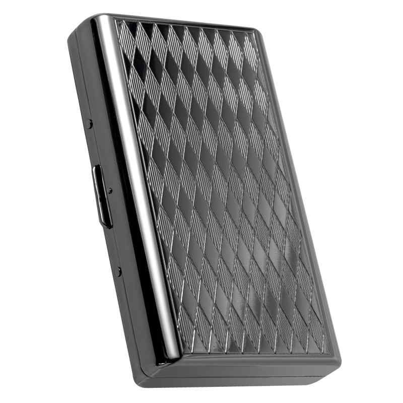 Goshentech レトロメタルケース 容量14個 メタルメッキメタリック光沢ブラック 両面 銀行カードケース キャッシュボックス (100mm キングサイズ ガンブラック)