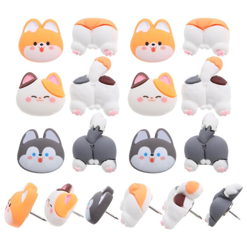 ROMISBABA 30個 画鋲 押しピン 画 かわいい猫押しピン り かわいい猫押しピン 固定用 装飾用 装飾品釘 書類整理 樹脂魅力的なアニマルデザイン：愛らしい動物モチーフがワークスペースや掲示板に個性的なアクセントを加え、楽しい雰囲...