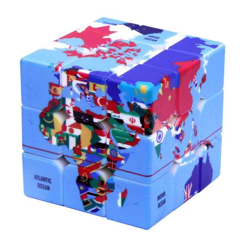 LUCHONG 3x3x3のルービックキューブ、UVプリント世界地図ルービックキューブ[多面开发] 培养孩子的空间,提高孩子的记忆,解放大人的工作压力,有助于防止老年人的记忆下降。 这款古典拼图游戏不会破坏风格,让孩子远离电视/iPad。