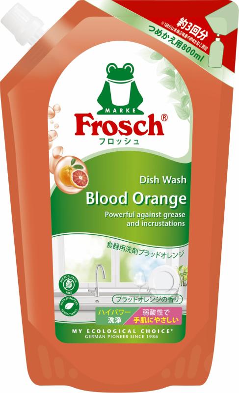 Frosch フロッシュ食器用洗剤 ブラッドオレンジ 800ml●使う人へのやさしさ 手荒れの原因のひとつであるアルコールを取り除いた「ノンアルコール処方」1。敏感肌の方にも低刺激な食器用洗剤です2。 1 アルコールとはエタノールのことです...