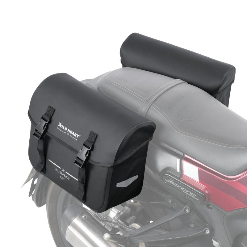 WILD HEART オートバイサドルバッグ防水バッグレトロテールバッグ 20L (10L*2) スポーツスターソフトテールダイナロードキング用レインカバー不要防水罩不要の摩托车鞍袋：防水罩の防水材料で作られ、防水性能が良く、耐裂裂性があり...
