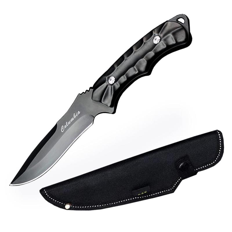 Dcenrun シースナイフ サバイバルナイフ 登山ナイフ フィッシング キャンプ 狩猟 バーベキュー 山歩き 専用収納ケース付き【Black blade・黒影】刃材：5CR15Movステンレス鋼 柄材：ステンレス+ABS　全長：28cm ...