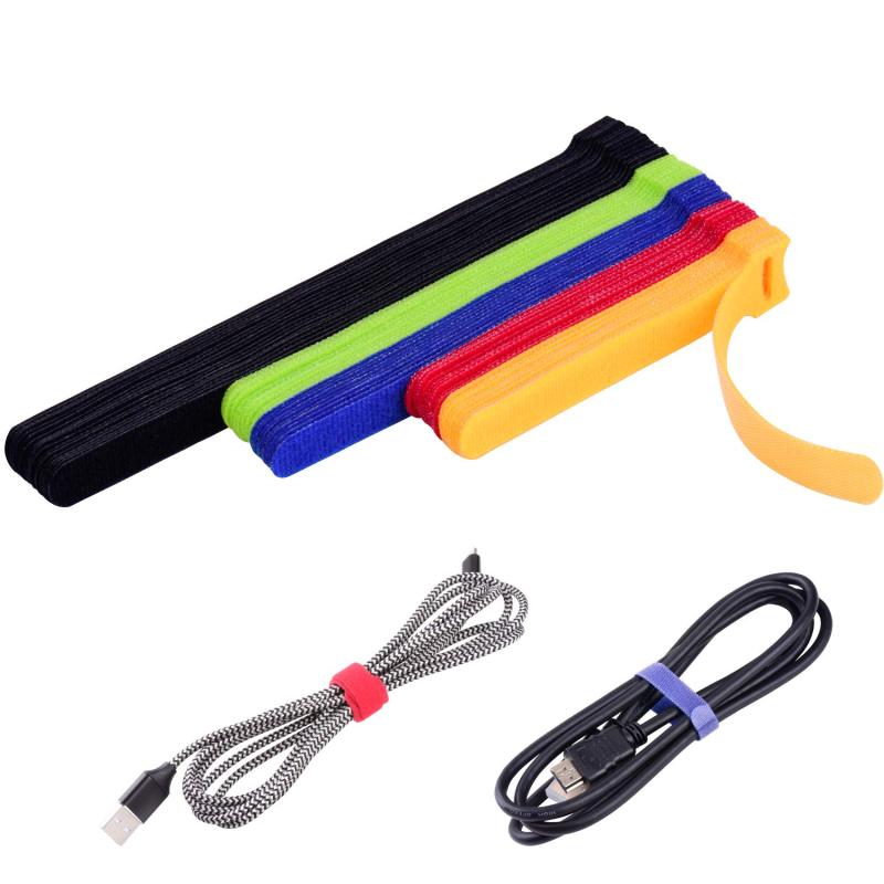 OneLeaf Reusable Fastening Cable Ties with Hook and Loop, Multi-Purpose Cable Straps Wire Ties Cable Management, Adjusta...