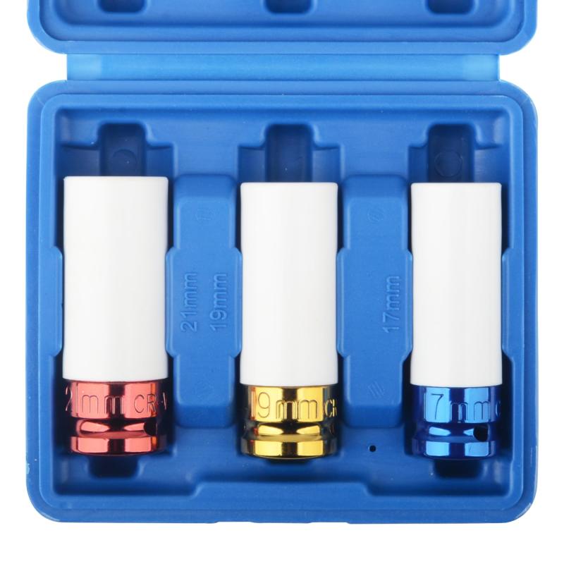 DAYUAN ソケットレンチセット 薄口ソケットセット 3本セット 17mm 19mm 21mm 薄口ソケットセット インパクトレンチ 差込角：1/2"【機能】本製品は自動車ホイールナットの脱着に使用するインパクトレンチ対応のソケ...