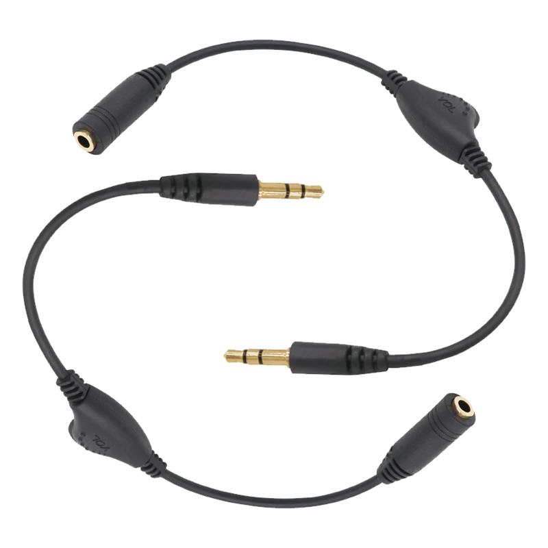 YFFSFDC ヘッドホン延長ケーブル 3.5mm 30cm 音量調節ダイヤル付き 2本 ステレオ【パッケージの内容】： イヤホン延長コード 2個 (ブラック)，3.5mm 3極 ステレオ ミニプラグ (オス) - ミニジャック (メス)【...