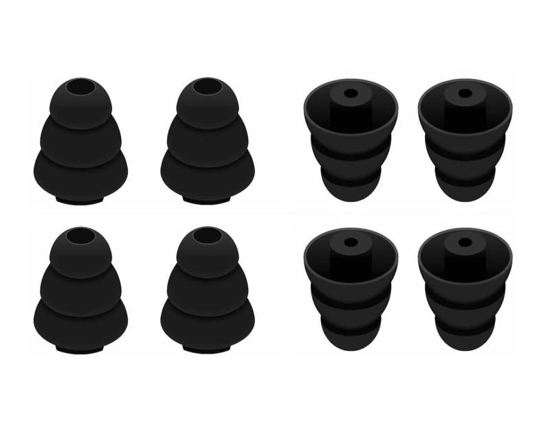 A-Pcas 3フランジ イヤーパッド 4ペア Shu-re用 SE215用 SE530用 West-one用 KLIP-SCH用 UM2 IEMs用 3mm以下小口イヤホン用 トリプルフランジ イヤーピース Sサイズ4ペア入り 【ブラック...