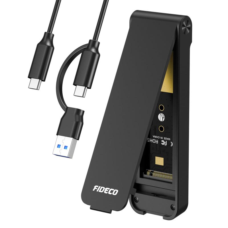 FIDECO M.2 NVMe SSDエンクロージャ USB 3.2 Gen 2 (10Gbps) M.2 NVMe USBアダプタ サンドイッチスタイル設計 工具不要取り付け UASPとトリム対応ユニバーサル互換SSDエンクロージャ:FI...