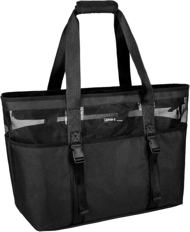 [LEFOR·Z] プールバッグ 大人 ビーチバッグ メッシュバッグ 45L 大容量 耐久性 防水 軽量 自立式 旅行用 スパ ジム 温泉 銭湯