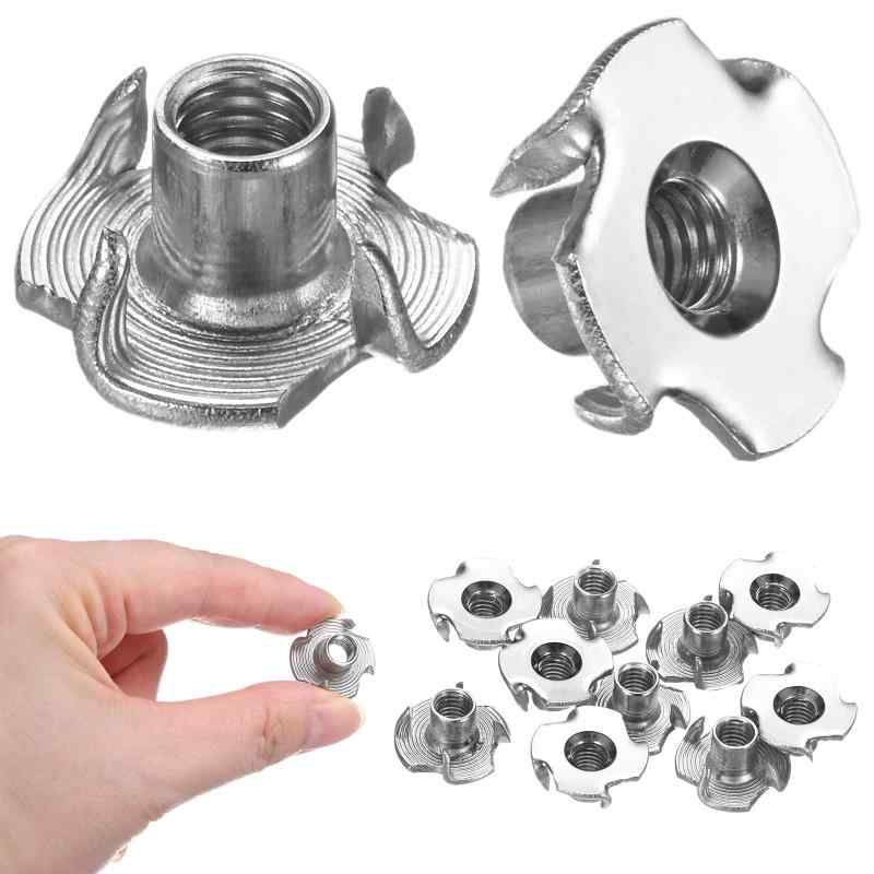 M METERXITY 10パックM6x8.7mmティーナット、ステンレススチール4本爪ティーナット木材/ロッククライミングホールド/家具用ねじ込み挿入物、耐食性ファスナー[多目的使用] - ティーナットは、木材、クライミングサポート壁、合...