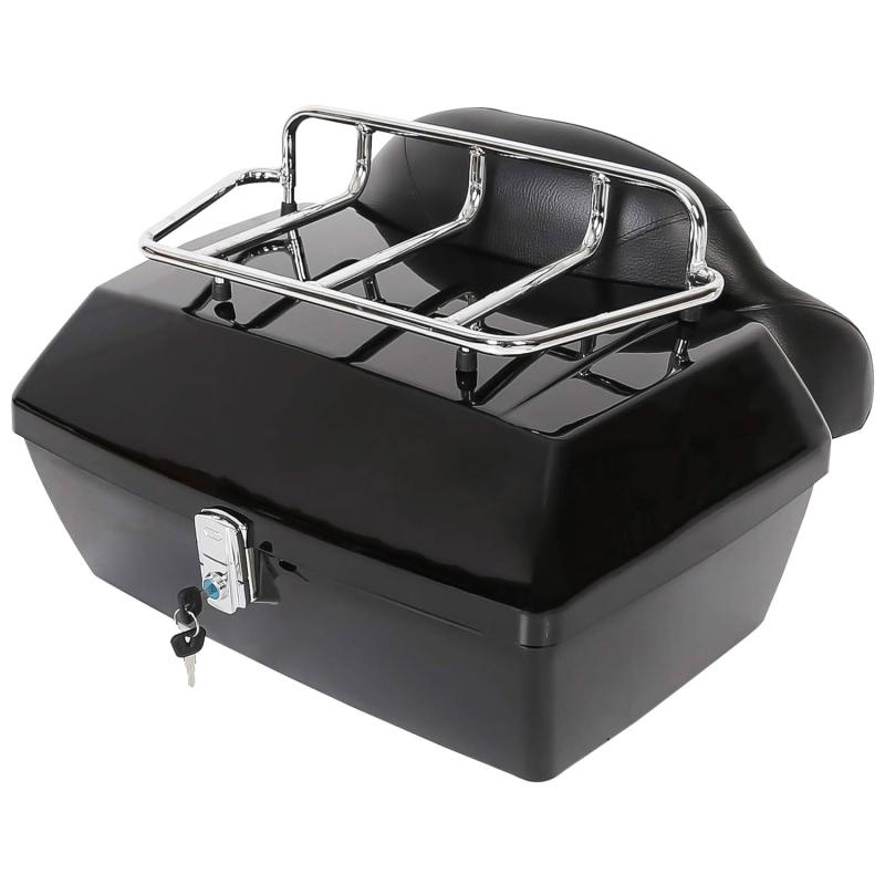 リアボックス バイク 48L 大容量 モノキーケース バイク用トップケース 収納ボックス バックレスト付き [並行輸入品]【容量】48L。【材質】PU+ABS。【サイズ】56.5x50x38cm 。ボックスのみのサイズ：56.5x43x30...