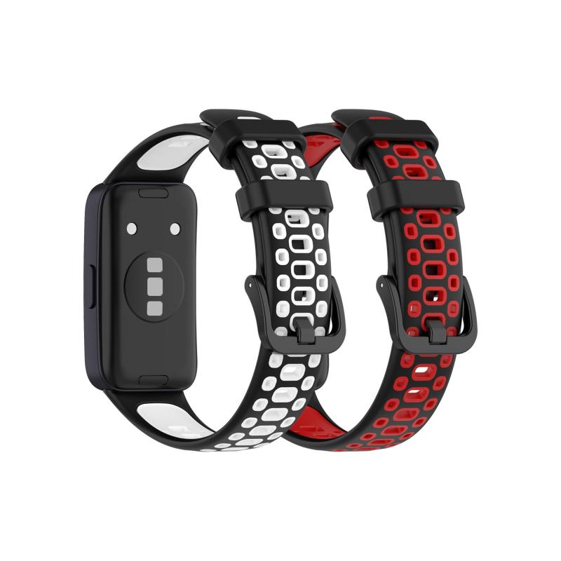 ［RuenTech］適用 Huawei band 10/9/8 バンド,通気性ベルト 柔軟なシリコン 調節可能 簡単取付 軽量 2色デザイン Huawei Band 10/9/8 交換ベルト 男女通用 多色選択【対応機種】適用 Huawei...