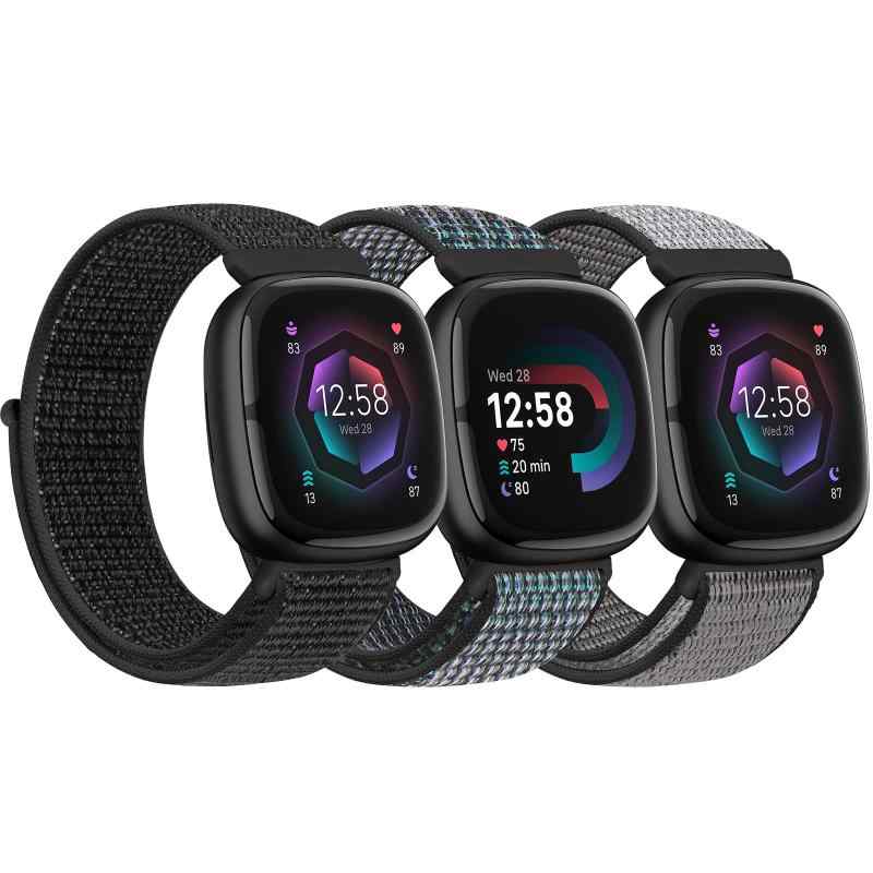 Bcuckood ナイロン交換用時計バンド Fitbit Versa 4/Sense 2/Versa 3/Sense レディース メンズ ソフト 通気性 ストラップ スポーツ ソロ ループ 交換用リストバンド【互換性】Bcuckood ナイ...