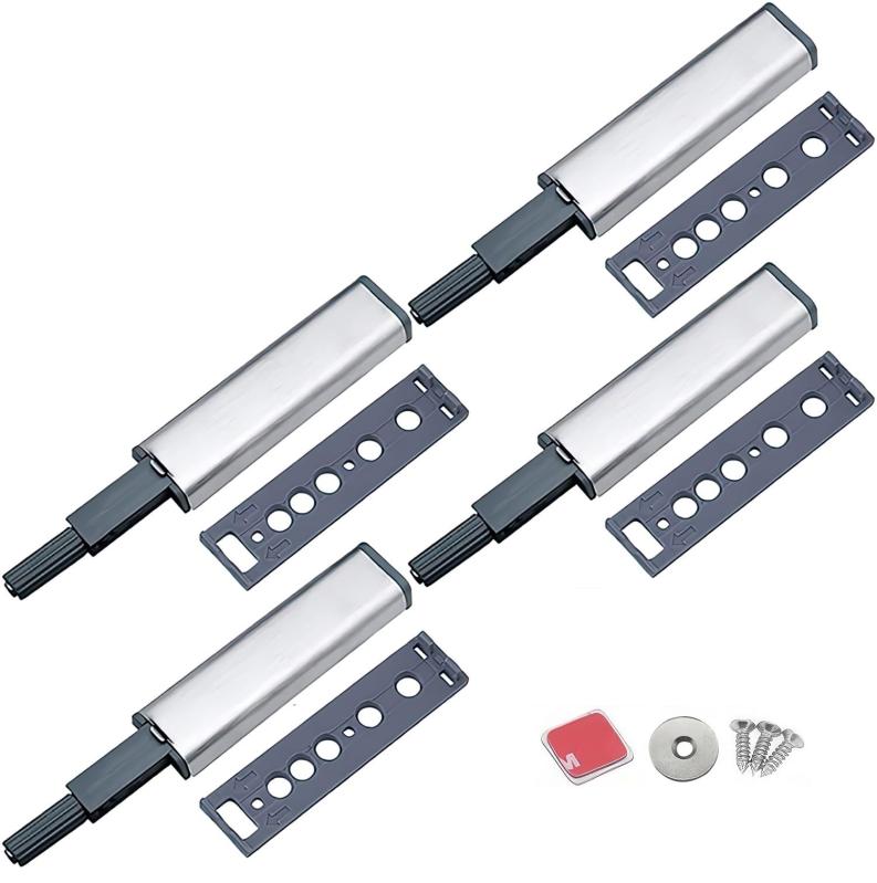 AILEWE プッシュラッチ マグネット式,高弾性,シングル,ロング,22x79mm,4個入り,プッシュマグネットキャッチ,ステンレス製ケース,静音調整,キャビネット、引き出し、食器棚、オーディオラック​1. ​プッシュラッチ マグネット連...