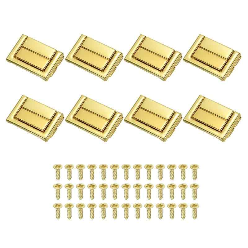 PATIKIL 8個入り トグルキャッチロック 37×25mm メタル ハスプラッチ レク タングルレトロスタイルク ラスプ ラッチ 宝石ボックス装飾 スーツケース 工具箱用 金サイズ：カラー：金色、材質: 金属、サイズ：37 x 25 m...
