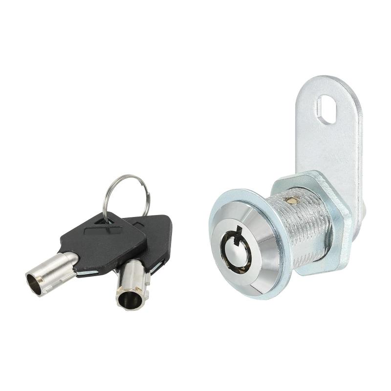 PATIKIL キャビネットカムロック キー付き 1"（25mm）キーが異なるカムロックシリンダー 亜鉛合金クロム引き出しロック チューブ状カム 引き出しキャビネット用 取り外し可能なキー セキデッドボルトサイズ：42x19mm ...