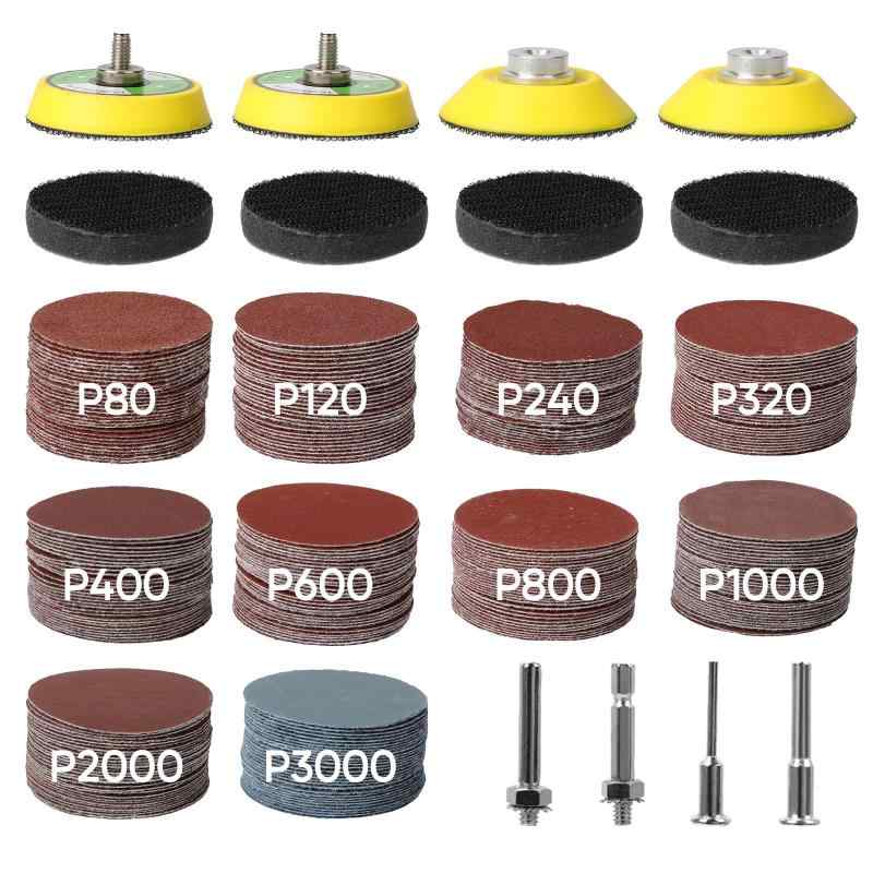 50mm 耐水サンドペーパー セット 312セット サンドペーパー サンダー用 紙ヤスリ マジック式 研磨パッド付き サンディングディスク 6.35mm＆5.8mm&amp;3mmシャンク対応 （80 120 240 320 400 600...