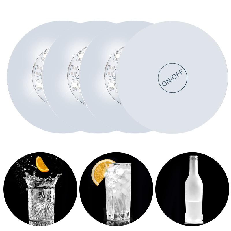 光るコースター ボトル ステッカー コースター ライト、電池式 LED パーティー ドリンク カップ マット クリスマス 花瓶 新年 ハロウィン デコレーション ライト製品の利点：認定された3M粘着層を装備し、平らで安定しており、2〜3回再...