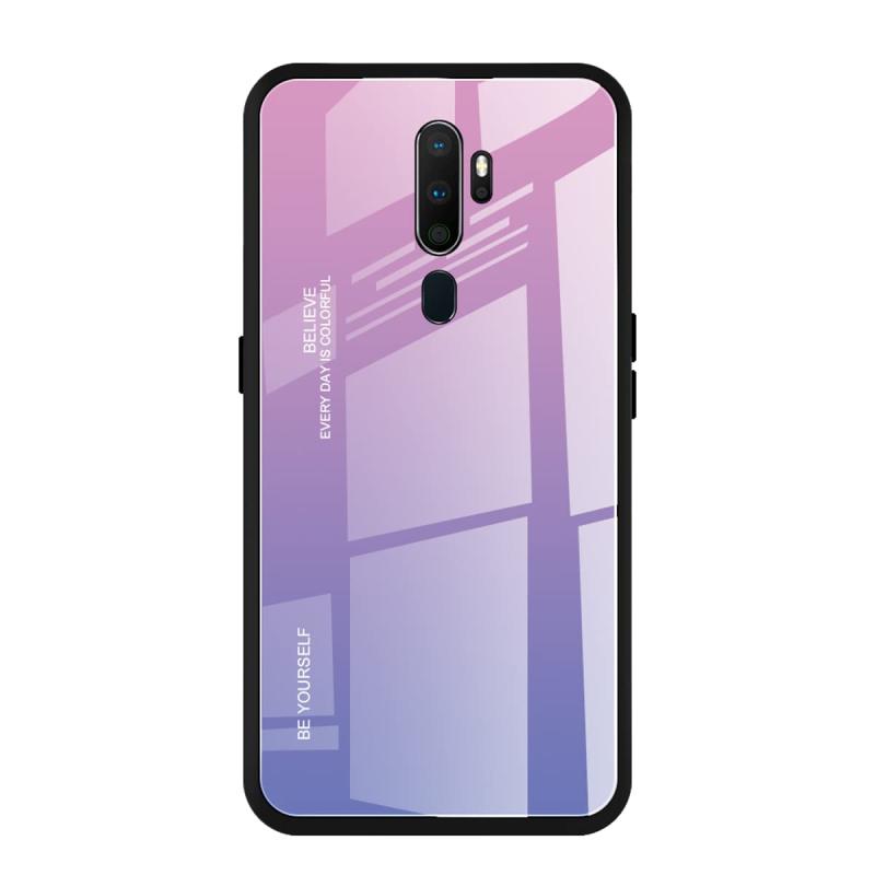 WishFirst OPPO A5 (2020) ケース, グラデーション ガラス バック 擦り傷防止 指紋防止 TPUバンパー 耐衝撃 滑り止め レンズ保護 おしゃれ OPPO A9 (2020) / A11x / A5 (2020) 対...
