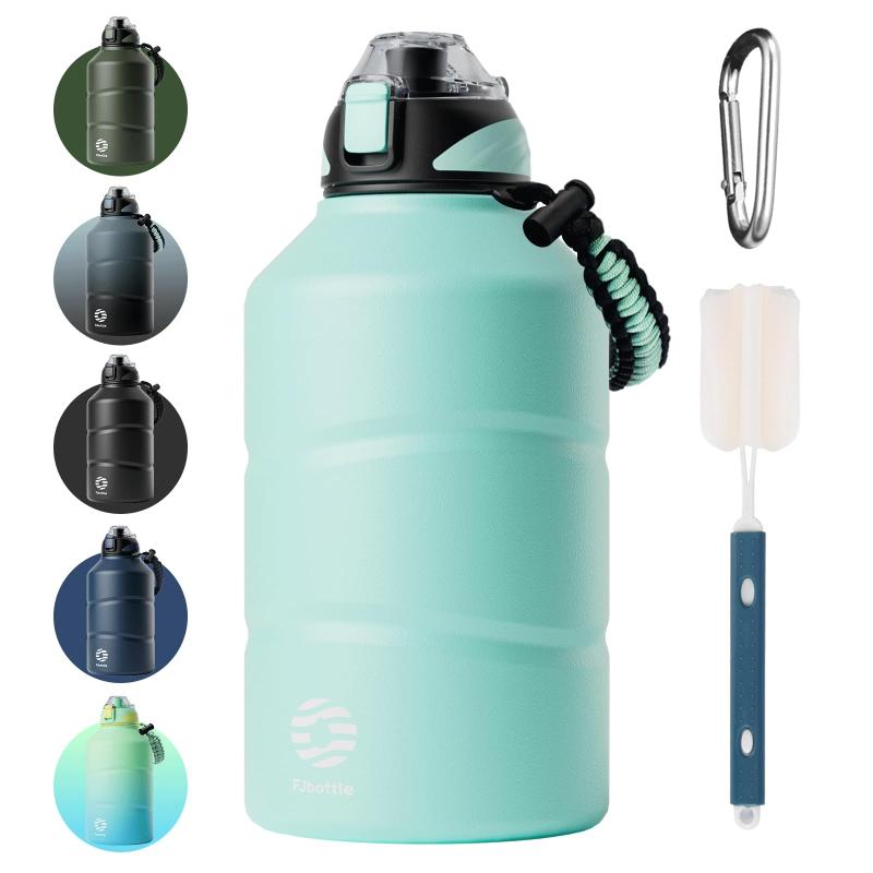 FJbottle 水筒 1.9リットル 真空断熱2ウェイボトル ストロー ワンタッチ 直飲み スポーツジャグ(ストラップ付き) 1.9L 1900ml スポーツボトル スポーツ飲料対応 大容量 持ち運び マグ ボトル 広口 【抜群の保温・保...