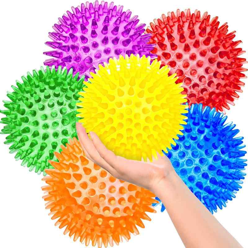 SHARLOVY Squeaky Balls for Dogs - Small, Fetch Balls with Rubber 6 Pack in Bright Colors - TPR Puppy Toys for Small Dogs