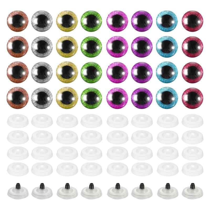 PATIKIL 10mmフラッシュセーフティアイ 30個 人形 目 リアルなカラフルな編み目 セーフティアイ 装飾用クロッシェアクセサリー人形クラフト 8色仕様：サイズ：10mm/0.39"；カラー：ブルー、ピンク、グラス緑、金色...