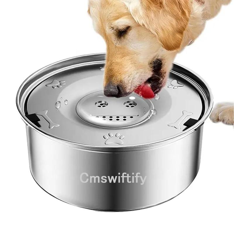 Cmswiftify 犬用水飲み器 大容量3L こぼれ防止 溢れ 飛沫 にくい カビしない 304 ステンレス製 食器洗い機対応 洗いやすい 清潔 ペット給水器 猫 犬 ペットウォーターボウル 低速給水器、犬、猫Cmswiftify ペット...