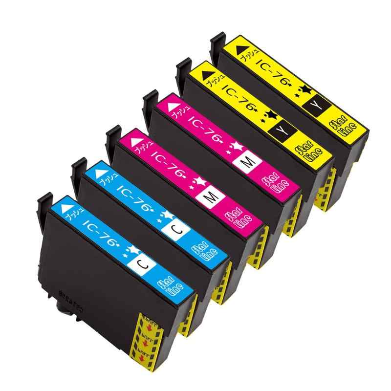 IC4CL76 互換 インクカートリッジ 76 IC76 3CL (2C/2M/2Y) 3色6本セット 増量タイプ 残量表示機能 2年「対応機種 PX-M5080F/PX-M5081F等」 地球儀【製品内容】：互換　インクカートリッジ 76...
