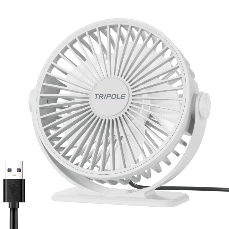 TriPole USB卓上扇風機 静音【2025小型扇風機 USB給電式】360°角度調節可能 三段階風量調節 パワフル送風 ミニ扇風機 usbファン デスクファン 熱中症対策 オフィス/自宅/寝室/卓上/車/用