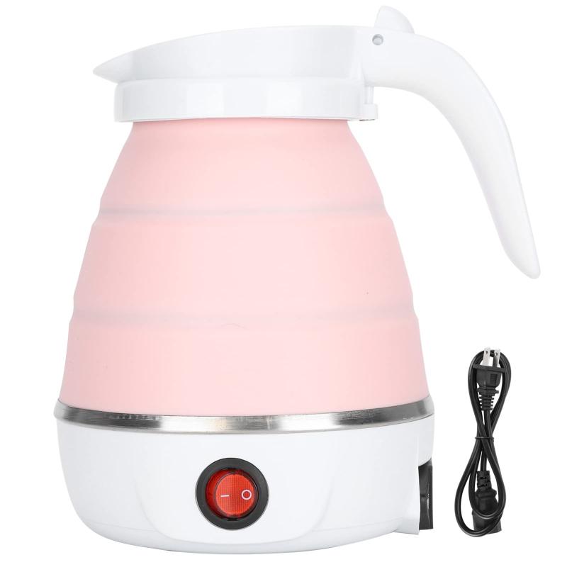 折りたたみ湯沸かし器 ポータブル 110V 家庭用ケトル 電気やかん シリコーン シリコン ステンレス鋼 400W 600W やかん 沸騰電子ケトル (ピンク)統合された水出口フィルターにより、純水のみが注がれるようになります。家庭用電気ケ...