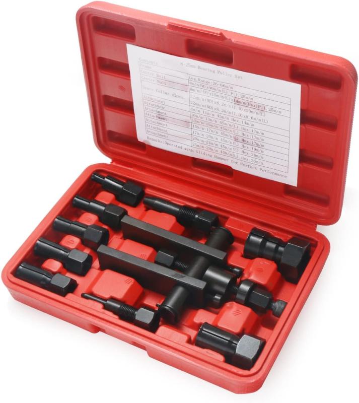 Quitoka パイロットベアリングプーラー工具 セット 8-29mm 内掛け対応 10ピース プーラー 工具 車 バイク ギヤプーラー 2本爪 ベアリングプーラー ギア 外し ツールケース付き【適用内径】8-11mm、10-13mm、12...